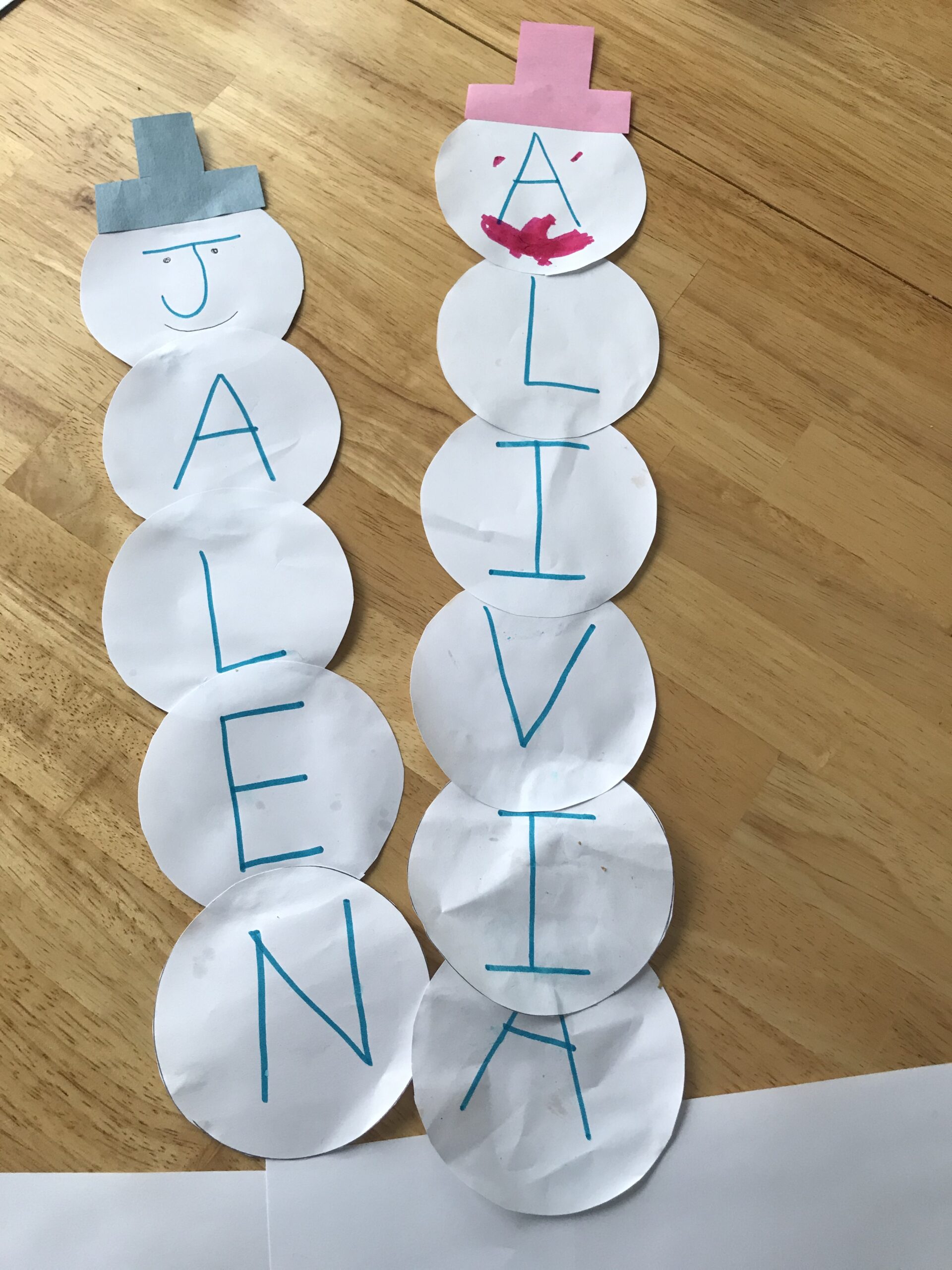 Preschool Name Recognition Snowman Craft for Kids