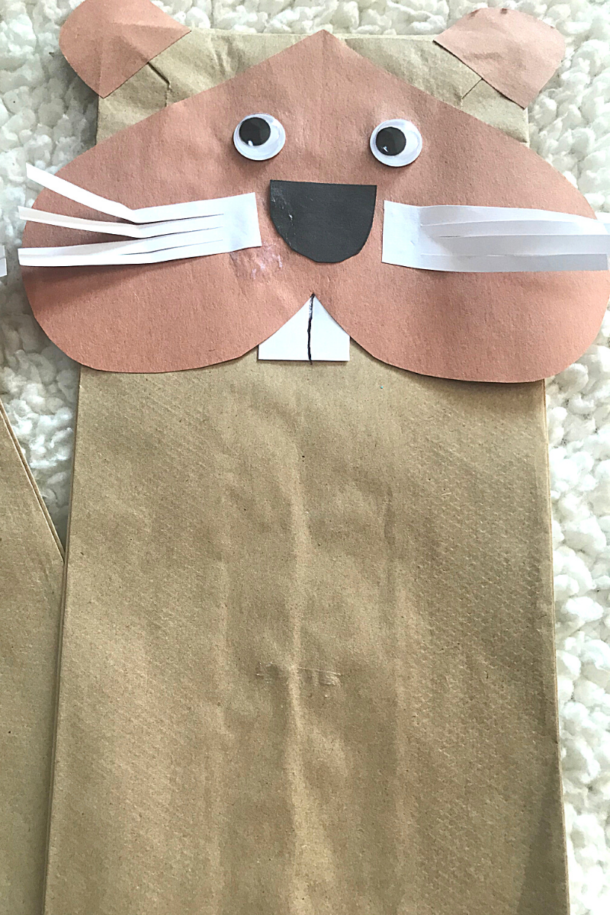 Paper Bag Groundhog's Day Puppet Craft with Free PDF