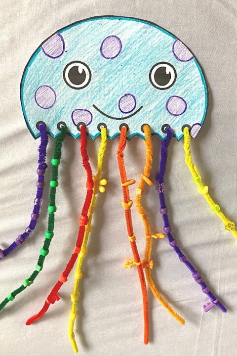 Lacing Jellyfish Craft and Free Template for Kids