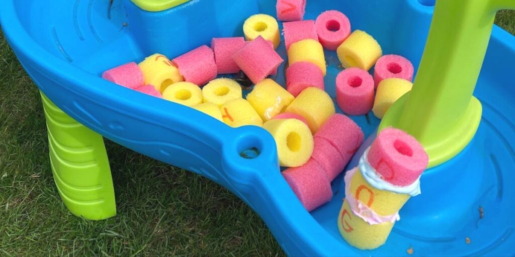 Pool Noodle Towers Building Words Game