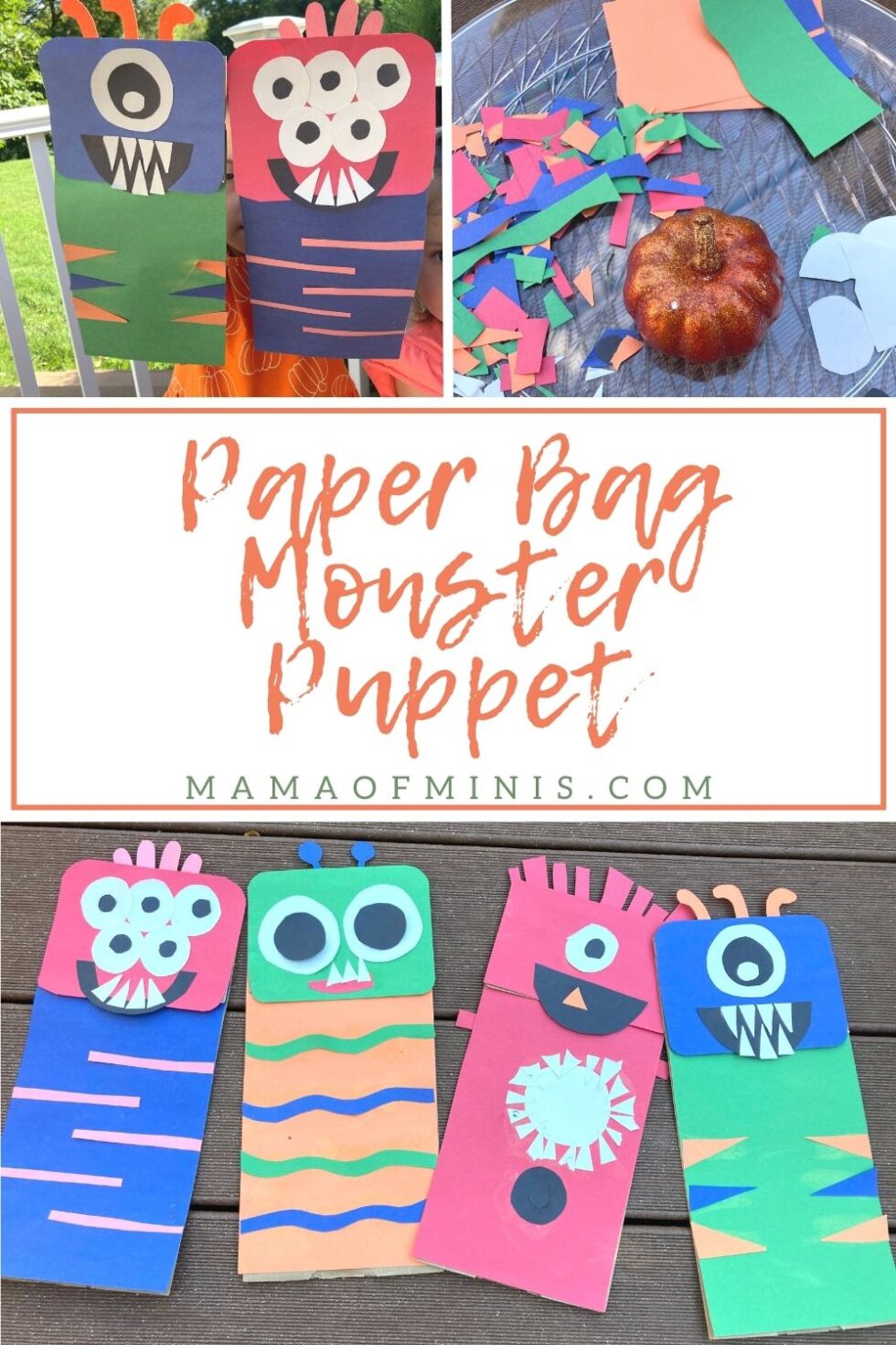 Paper Bag Monster Puppets Craft - Mama of Minis