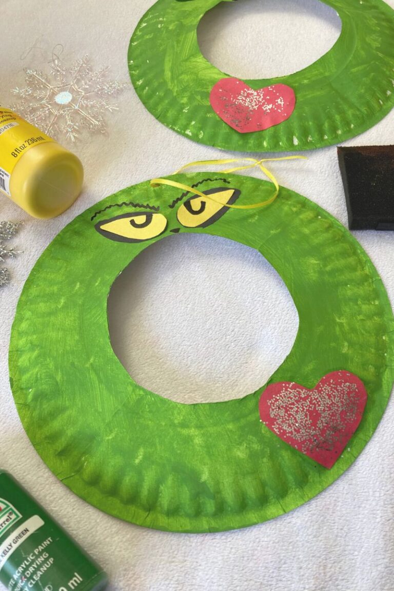 Festive Grinch Christmas Wreath Craft for Kids