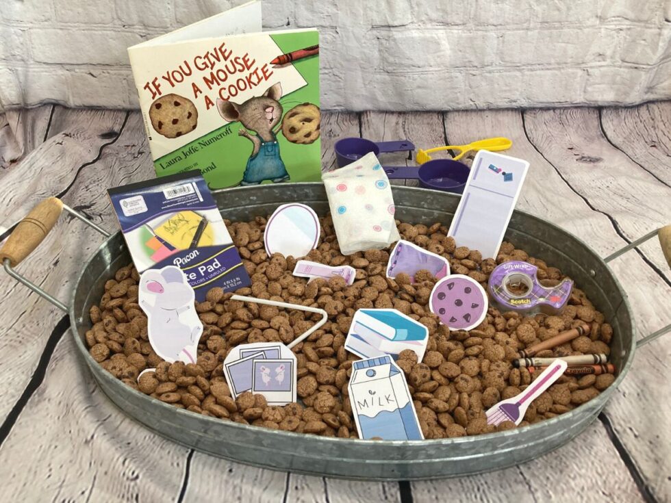 If You Give a Mouse a Cookie Sensory Bin - Mama of Minis