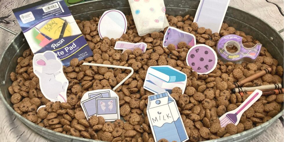 If You Give a Mouse a Cookie Sensory Bin - Mama of Minis