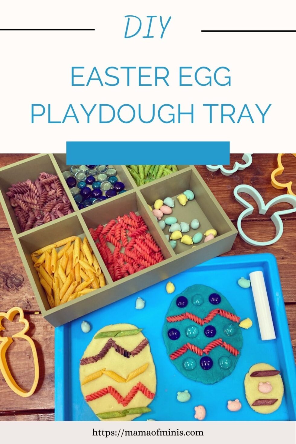 DIY Easter Egg Play Dough Tray - Mama of Minis