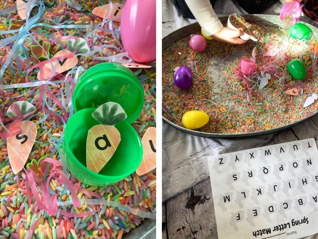 Spring Letter Recognition Activity and Sensory Bin