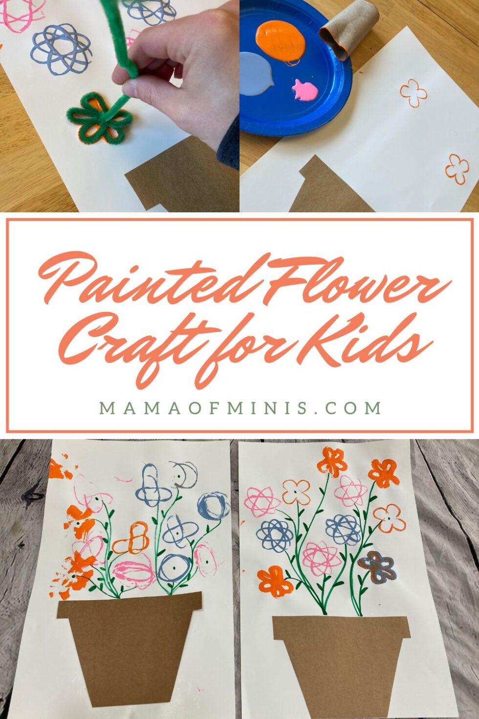 Flower Painting Stamps and Paper Flower Pot Craft for Kids