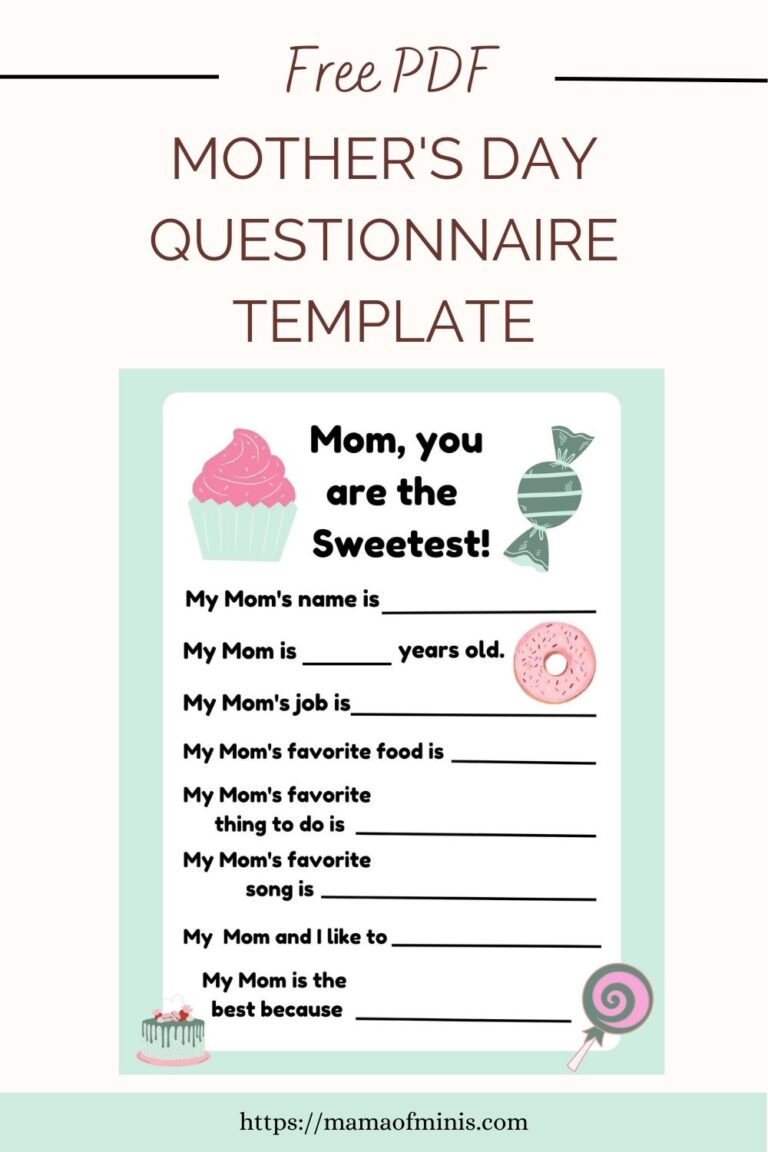 Mother's Day Questionnaire for Kids - Mama of Minis