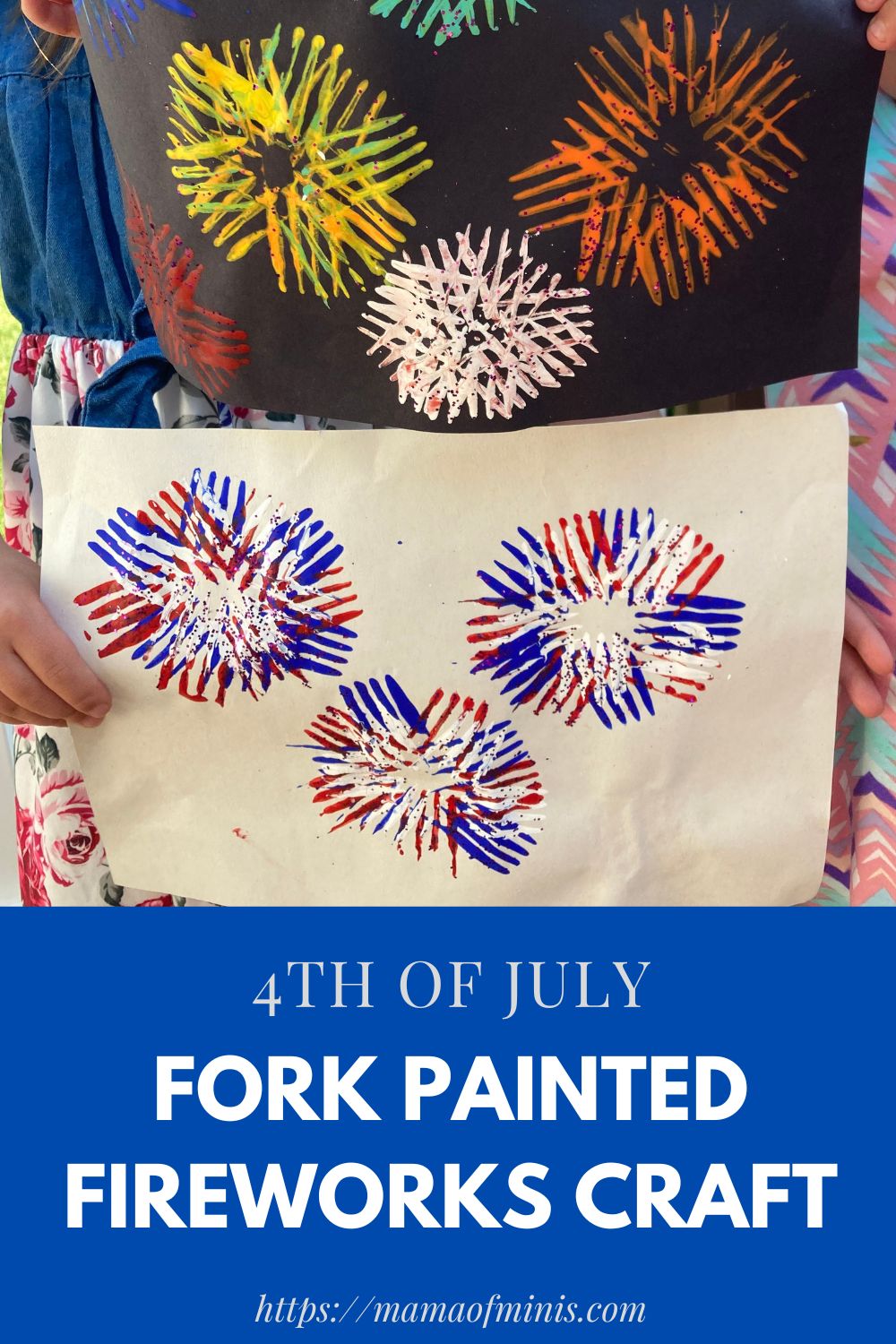 Fork Painted Fireworks Patriotic Craft for Kids - Mama of Minis