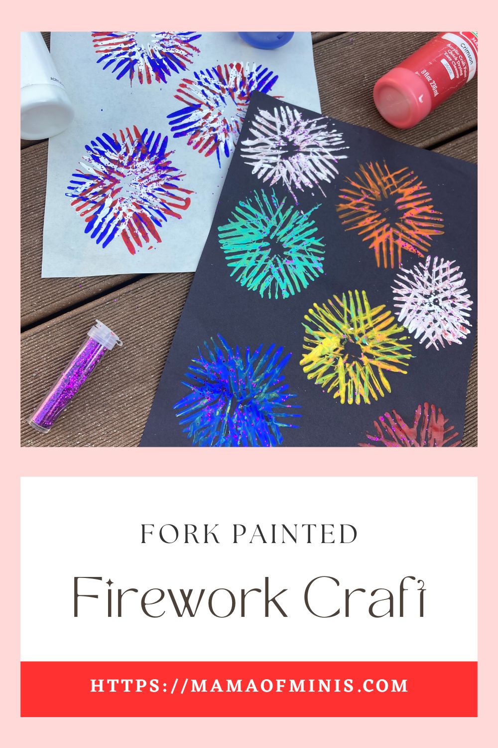 Fork Painted Fireworks Patriotic Craft for Kids - Mama of Minis