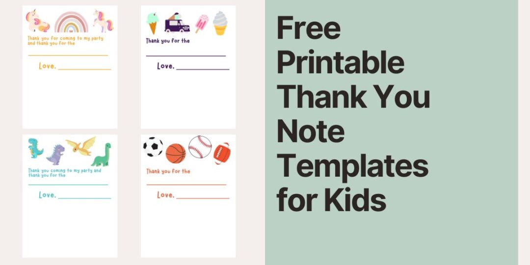 Free Kids Thank You Note Template