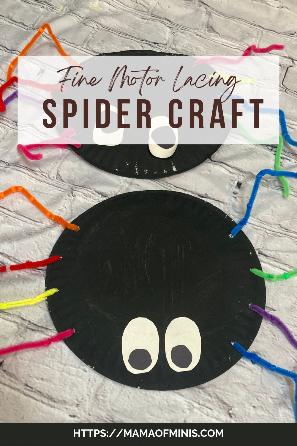 Fine Motor Paper Plate Spider Craft - Mama of Minis