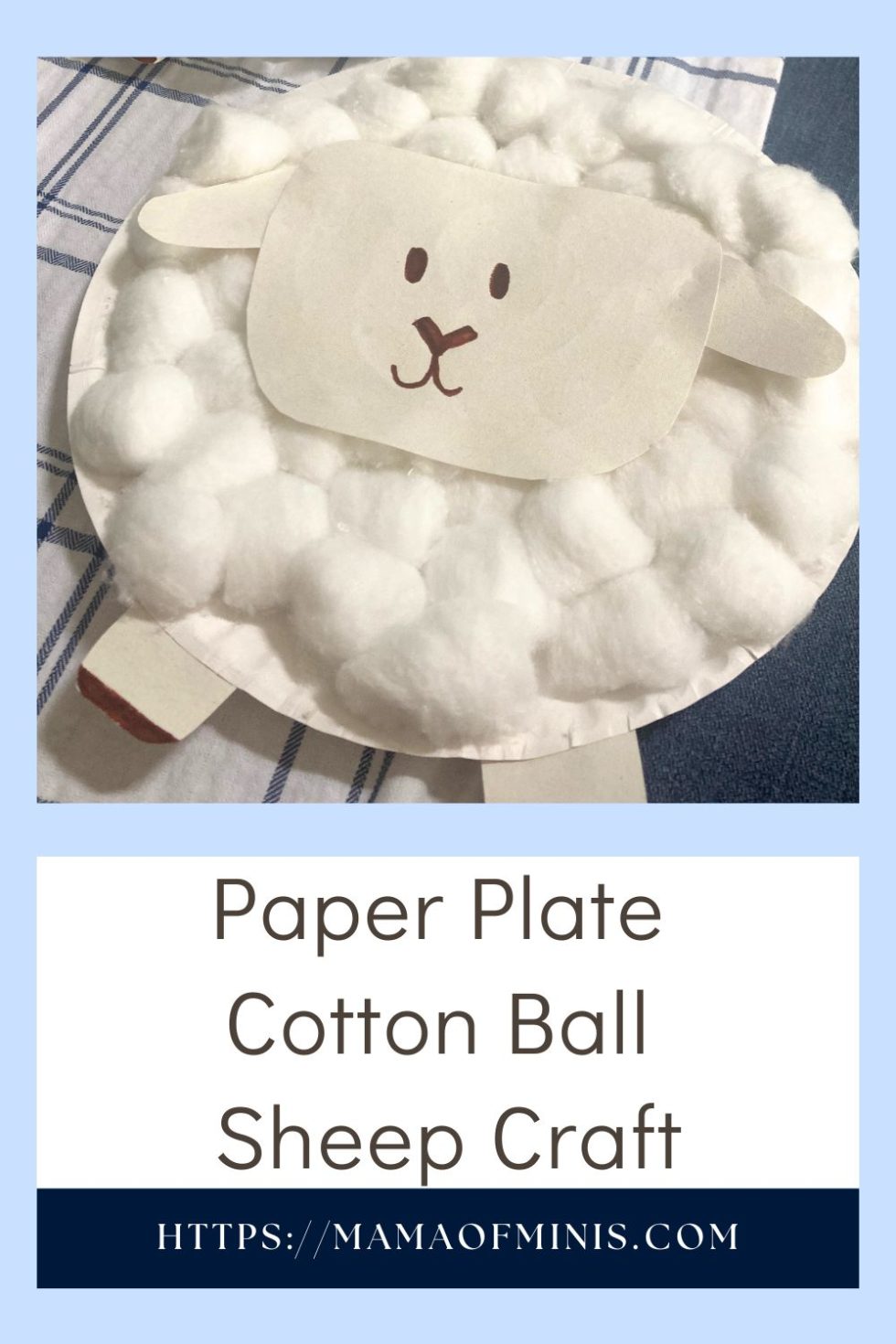 Paper Plate Cotton Ball Sheep Craft - Mama of Minis