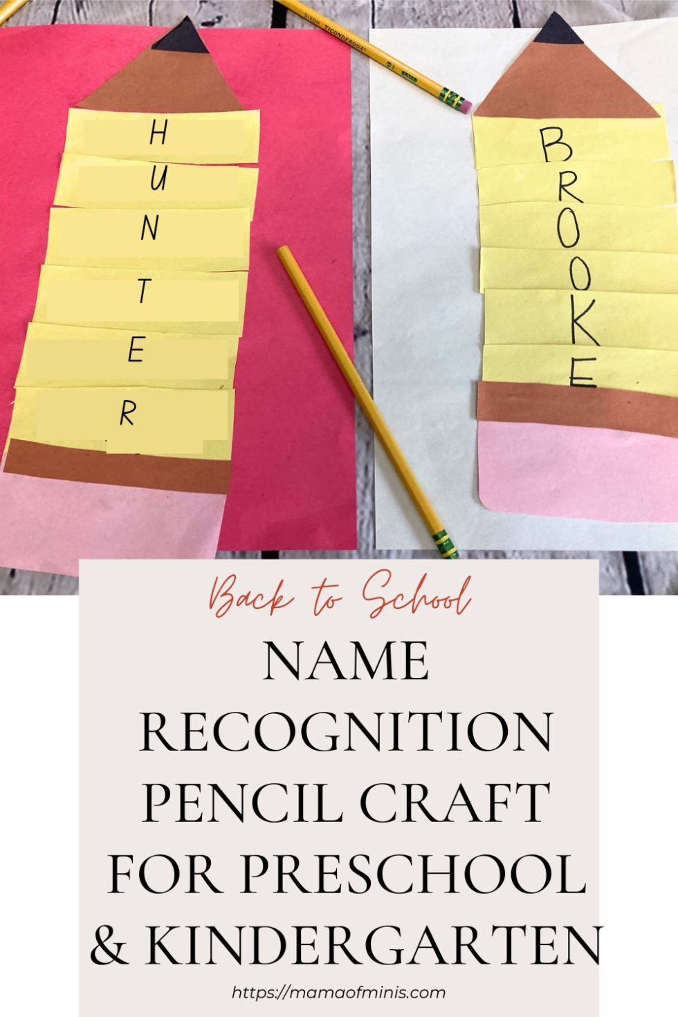 Name Recognition Pencil Craft for Preschool and Kindergarten
