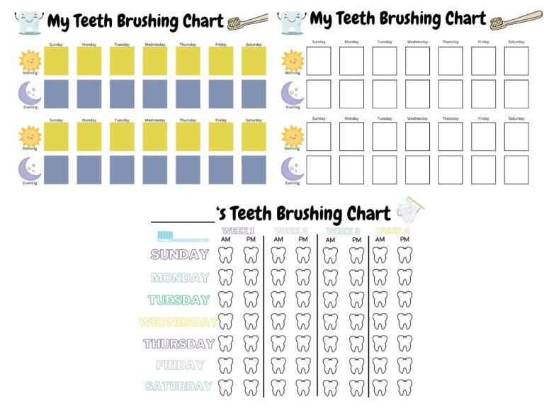 7 Totally Free Tooth Brushing Charts for Kids