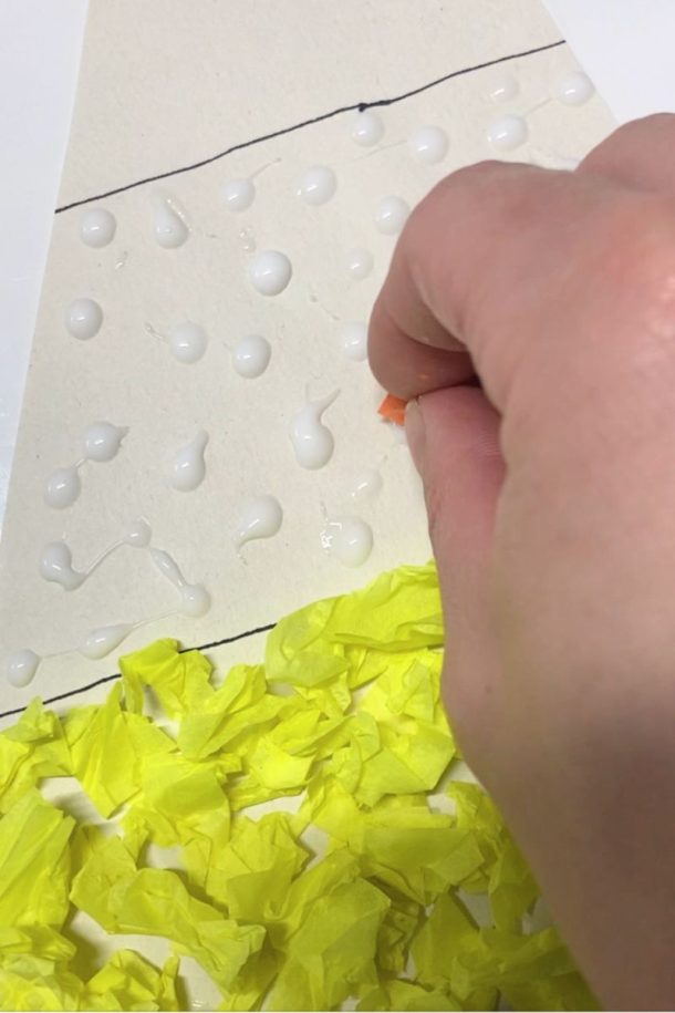 Tissue Paper Candy Corn Craft for Preschoolers