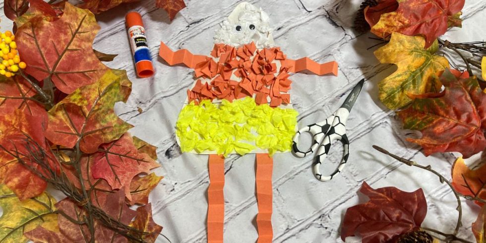 Tissue Paper Candy Corn Craft for Preschoolers