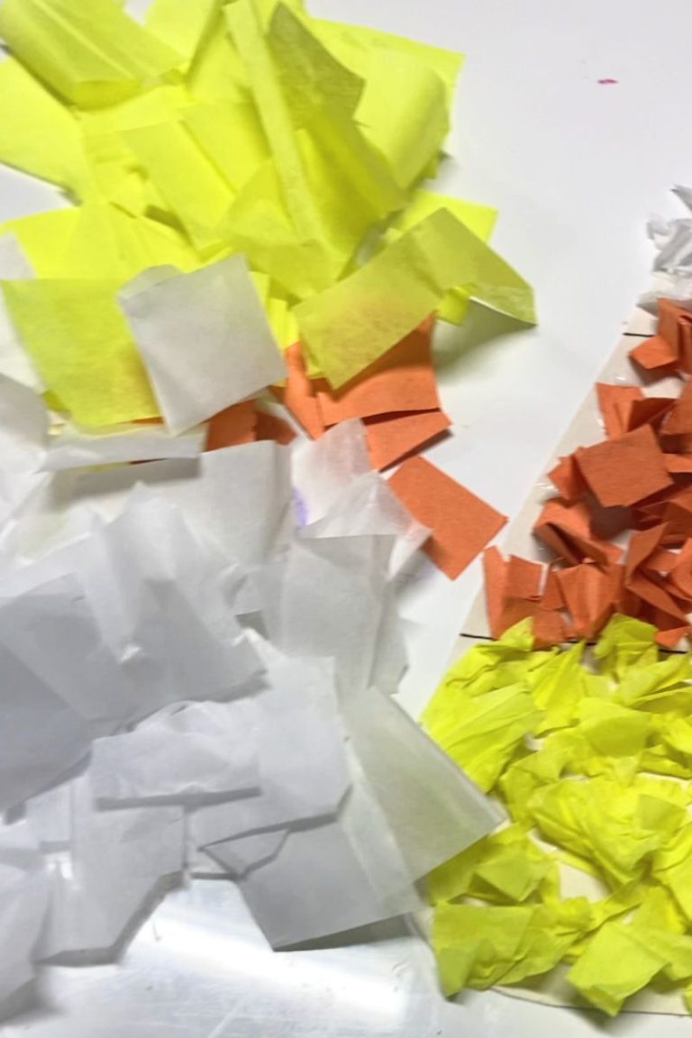 Tissue Paper Candy Corn Craft for Preschoolers