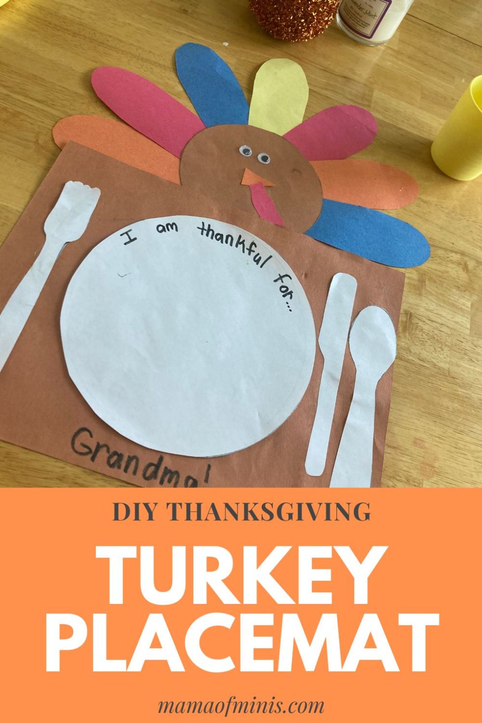 DIY Thankful Turkey Placemat for Kids