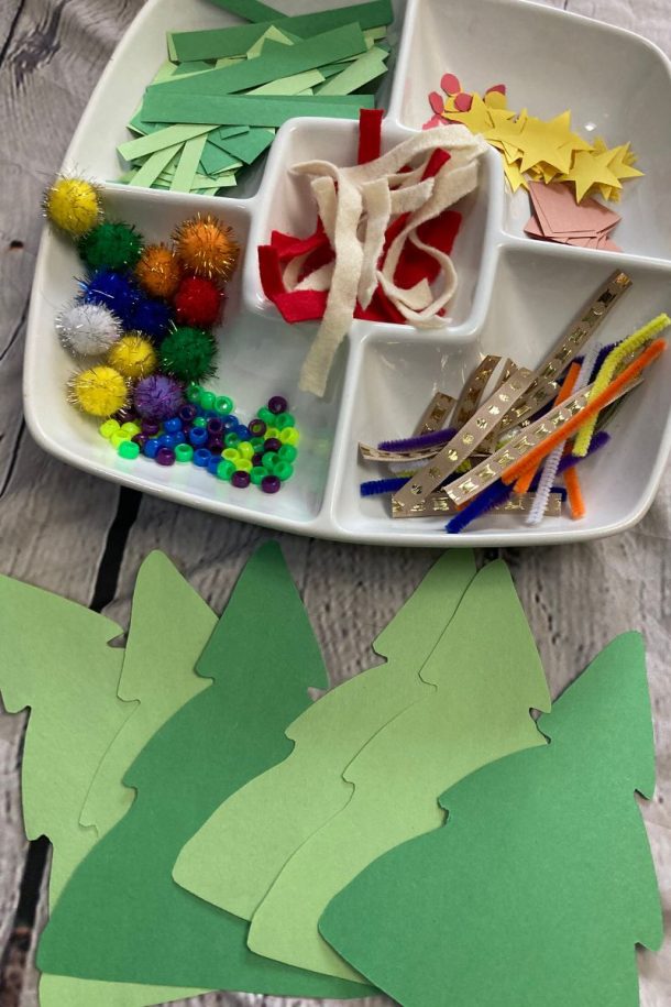 Construction Paper Build a Christmas Tree Craft