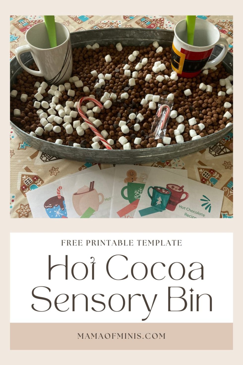 Hot Cocoa Sensory Bin and Free Recipe Template