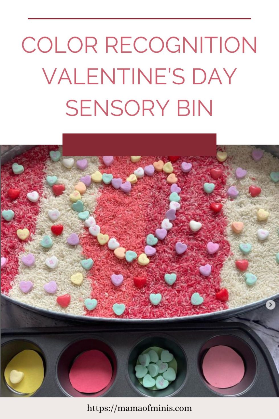 Easy Conversation Heart Valentines Sensory Bin