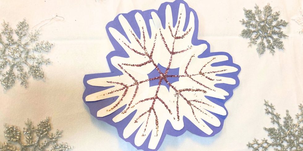 Winter Handprint Snowflake Craft Keepsake for Kids