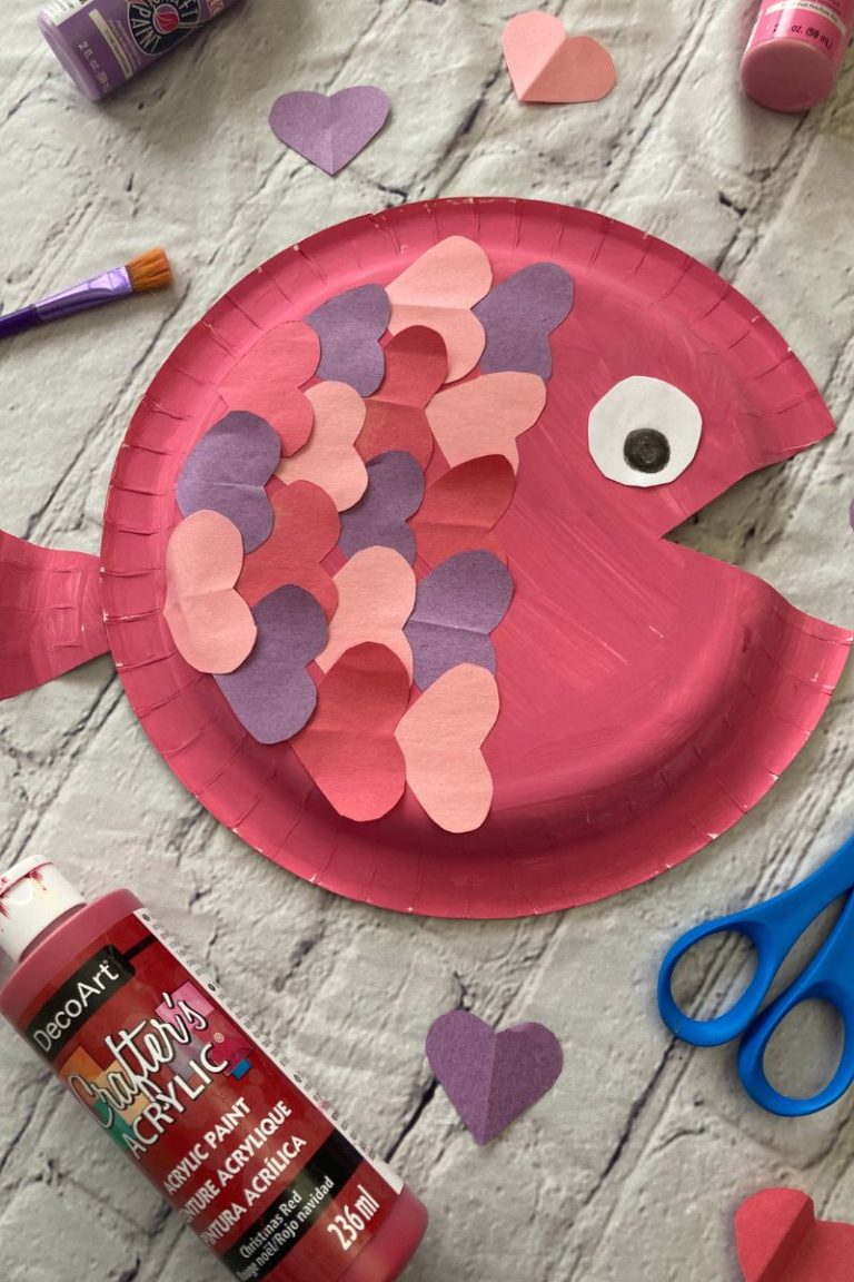 Valentines Paper Plate Heart Fish Craft