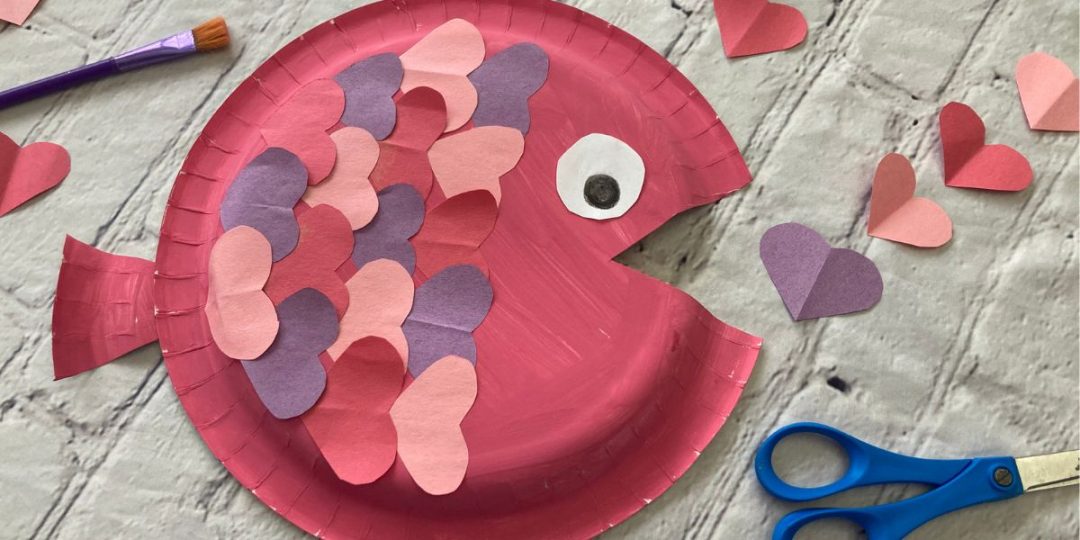 Valentines Paper Plate Heart Fish Craft