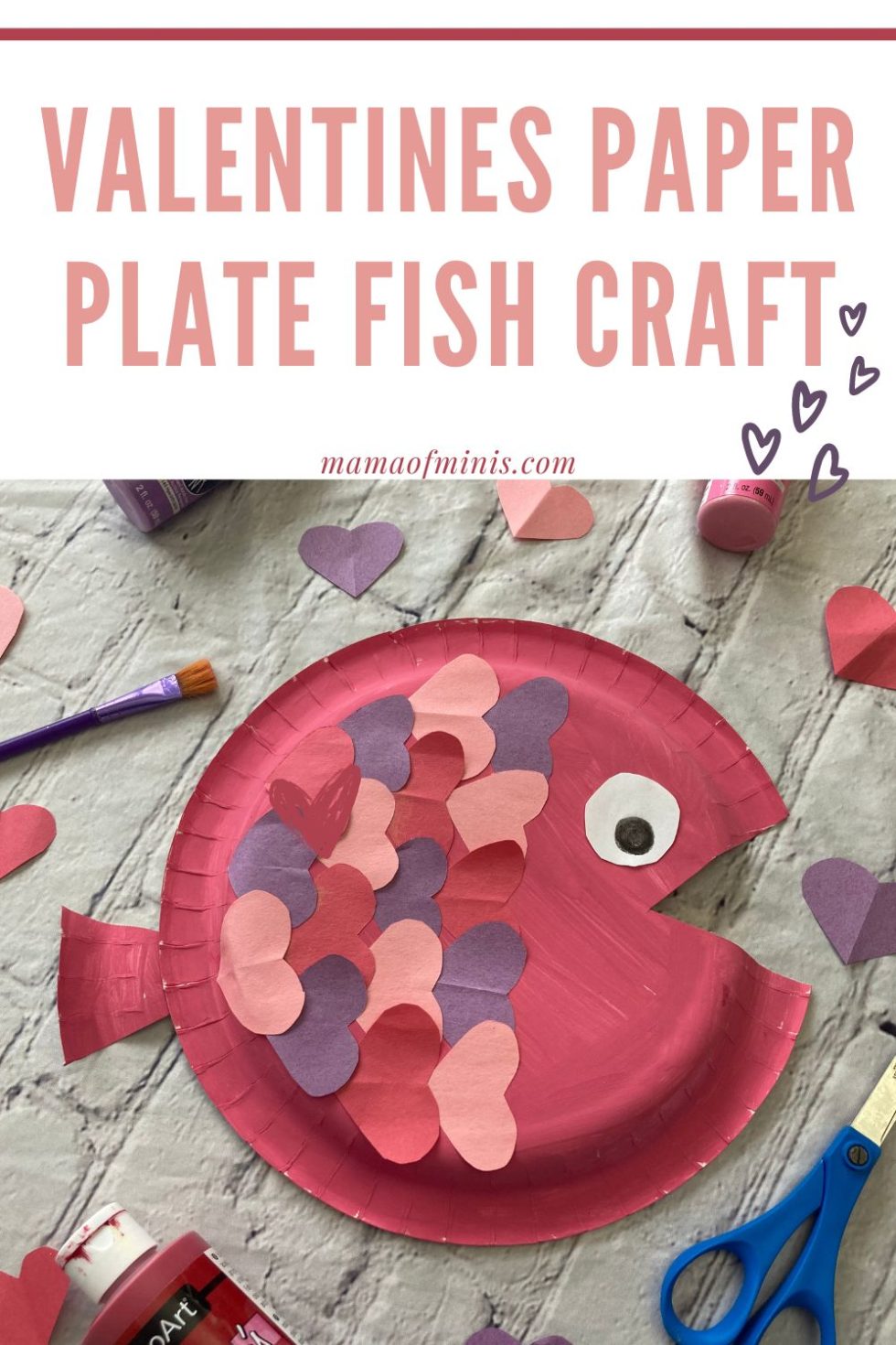 Valentines Paper Plate Heart Fish Craft