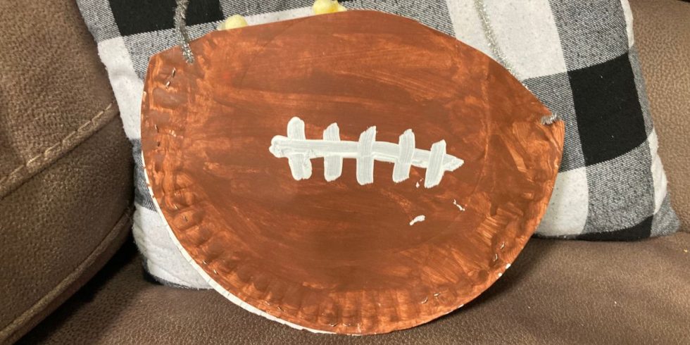Easy Snack Holder Paper Plate Football Craft