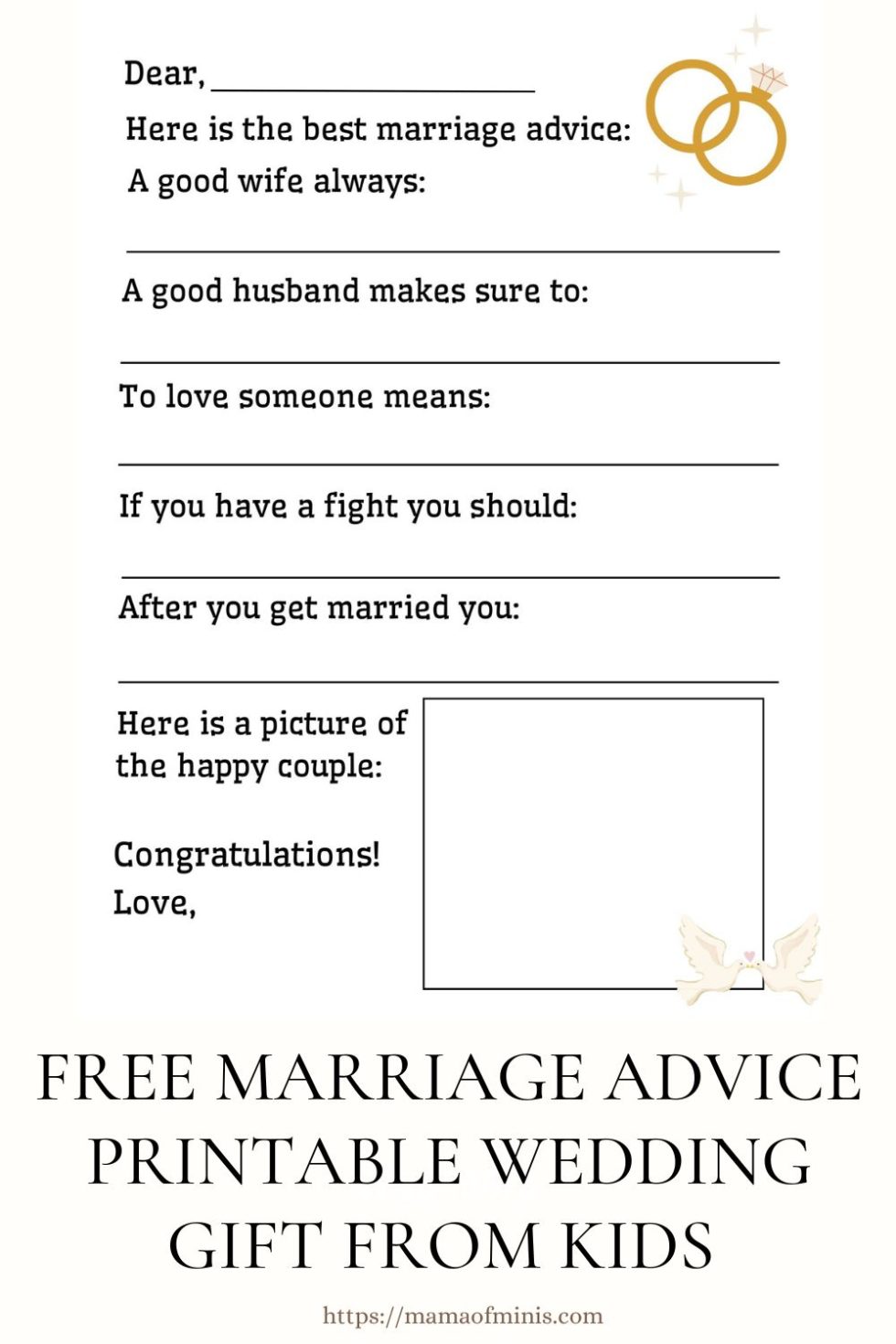 Marriage Advice from Kids Free Printable PDF