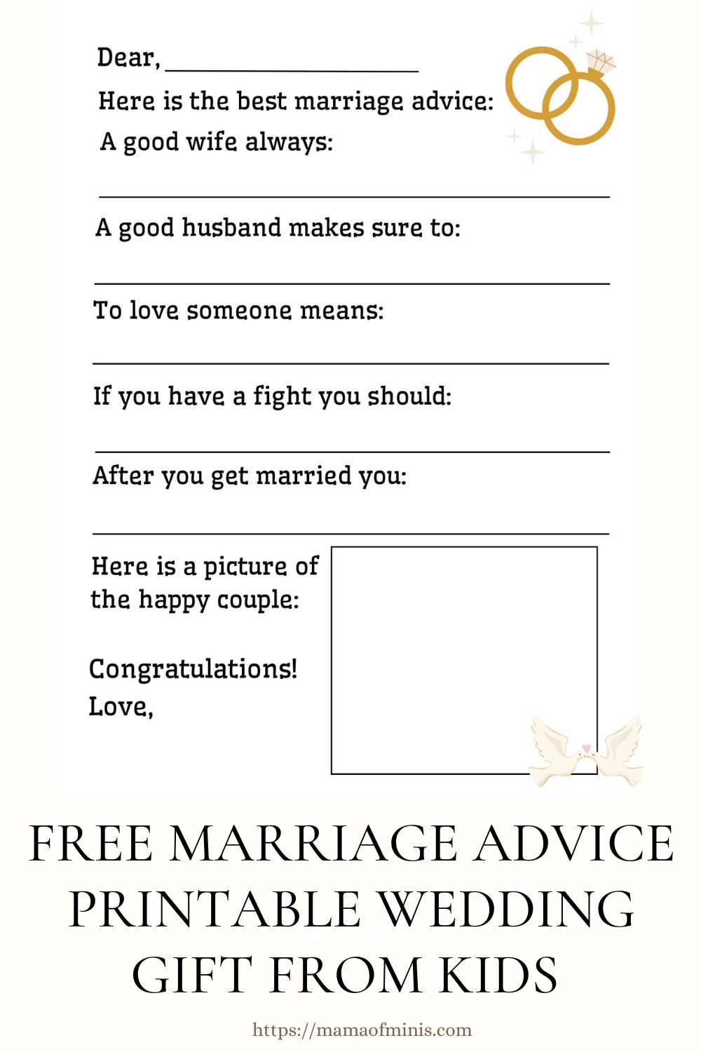 Marriage Advice from Kids Free Printable PDF