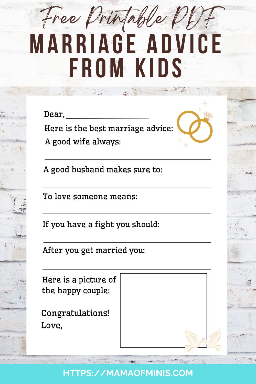 Marriage Advice from Kids Free Printable PDF