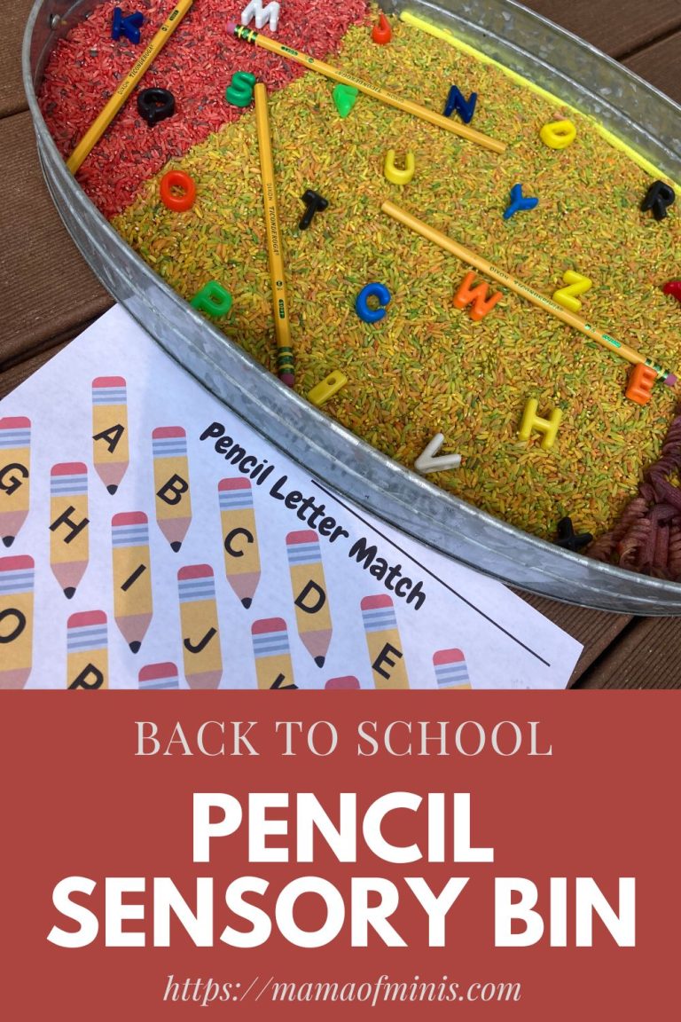 Back to School Pencil Sensory Bin and Free Template