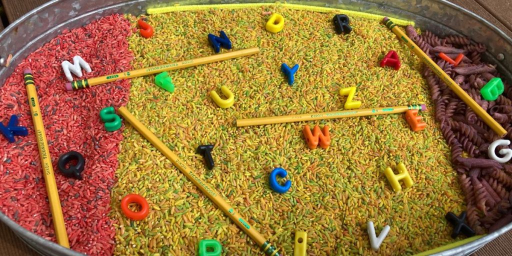 Back to School Pencil Sensory Bin and Free Template