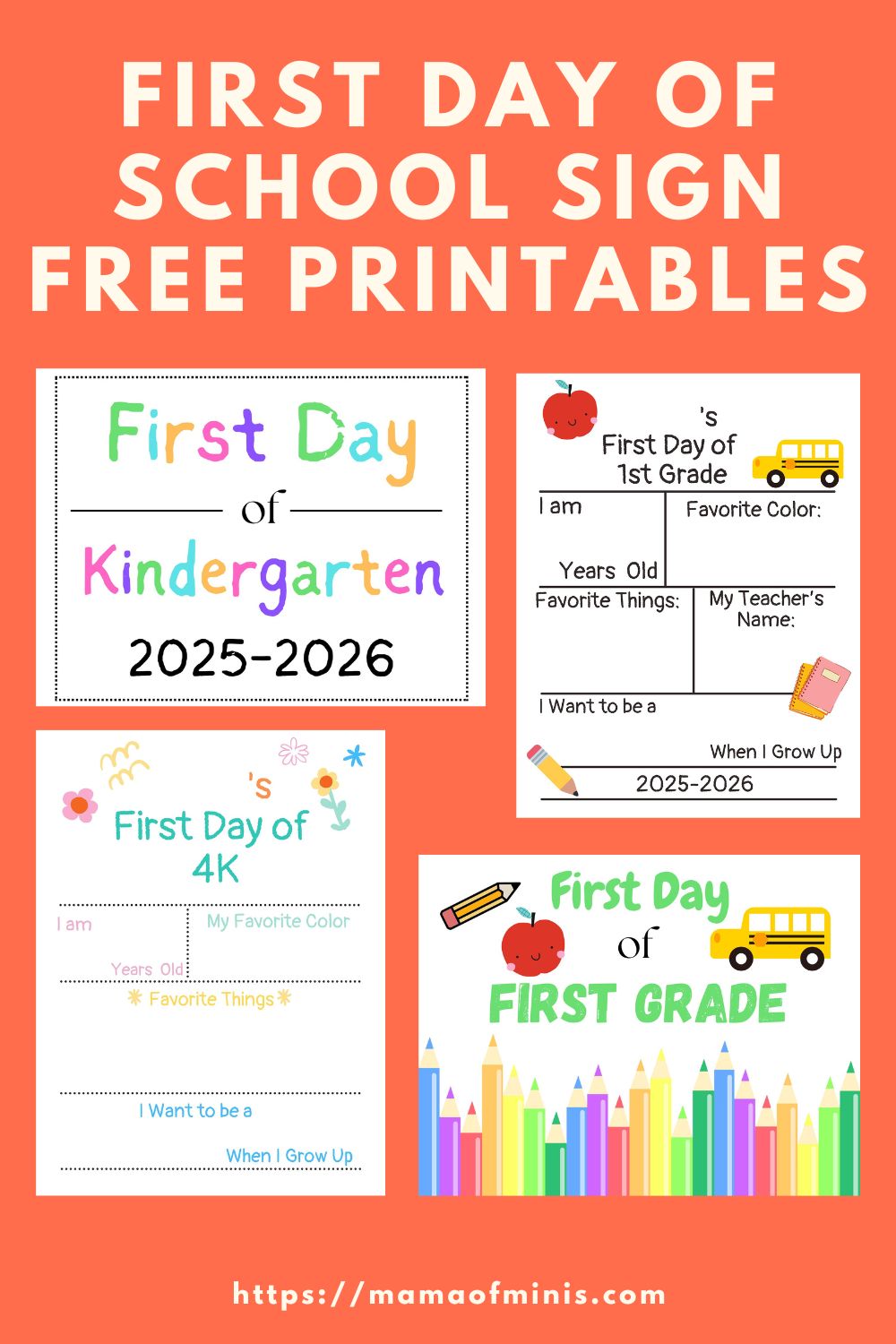 4 Cute and Free First Day of School Sign Printables