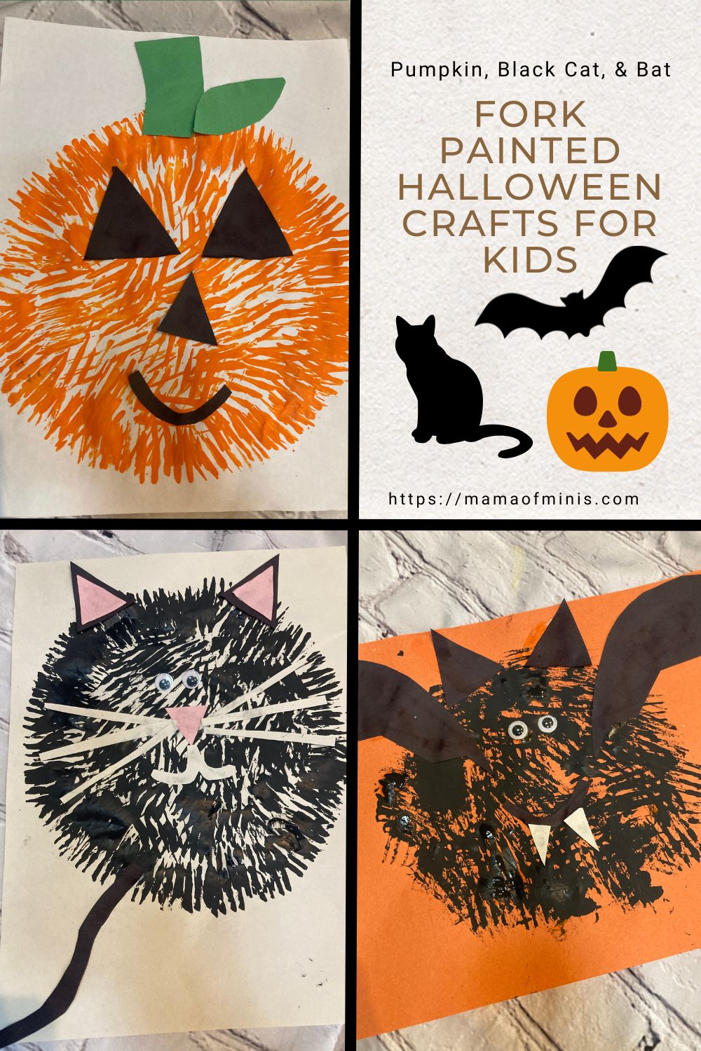3 Cute Fork Painted Halloween Crafts
