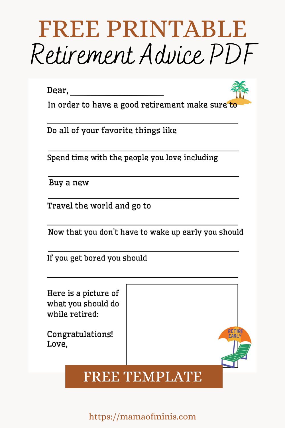 Free Retirement Advice Printable From Kids
