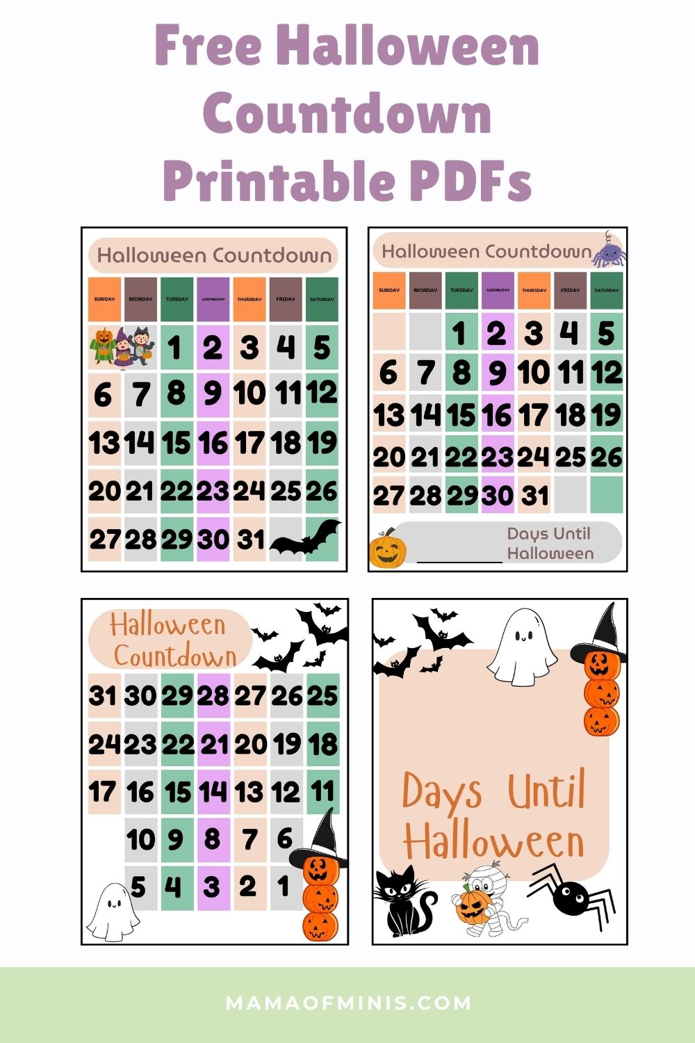 4 Free Printable Halloween Countdown Activities