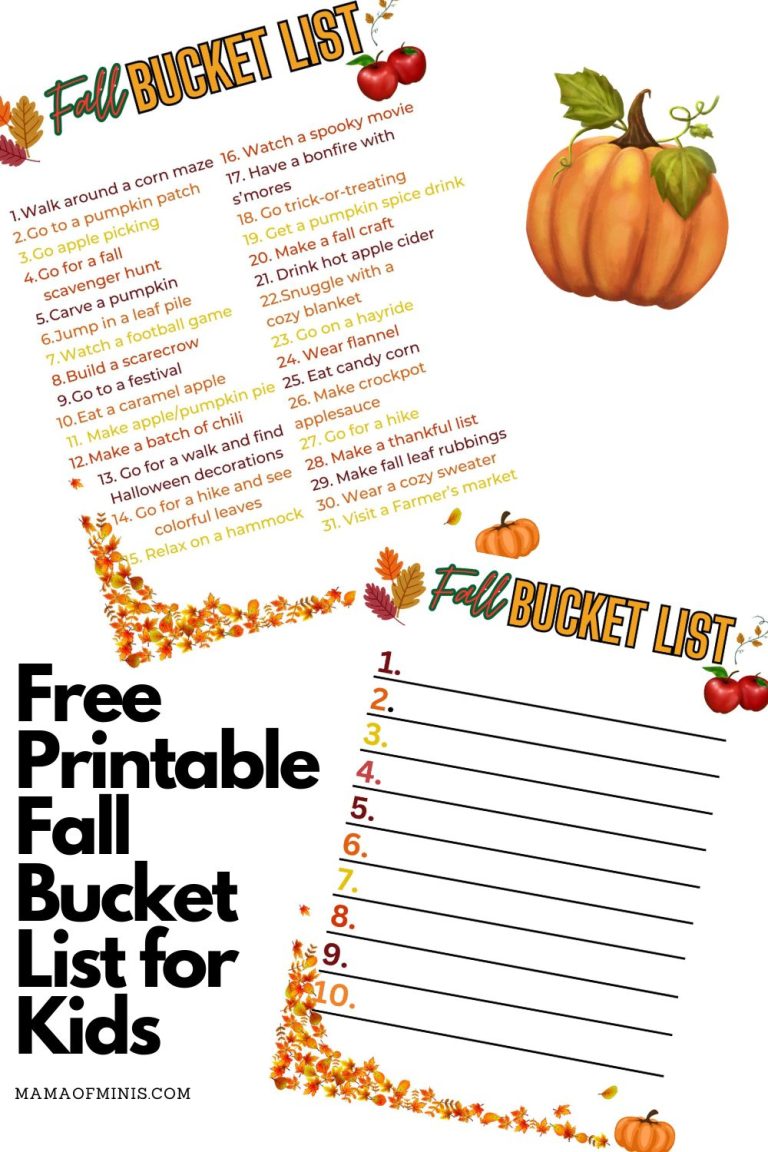 Fun and Free Printable Fall Bucket List