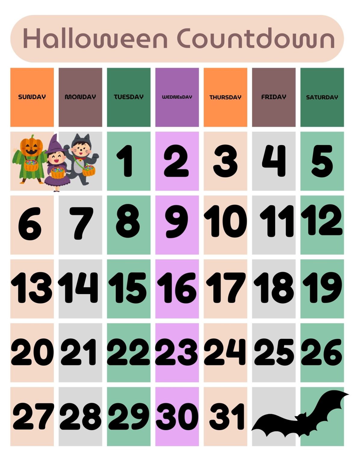 4 Free Printable Halloween Countdown Activities