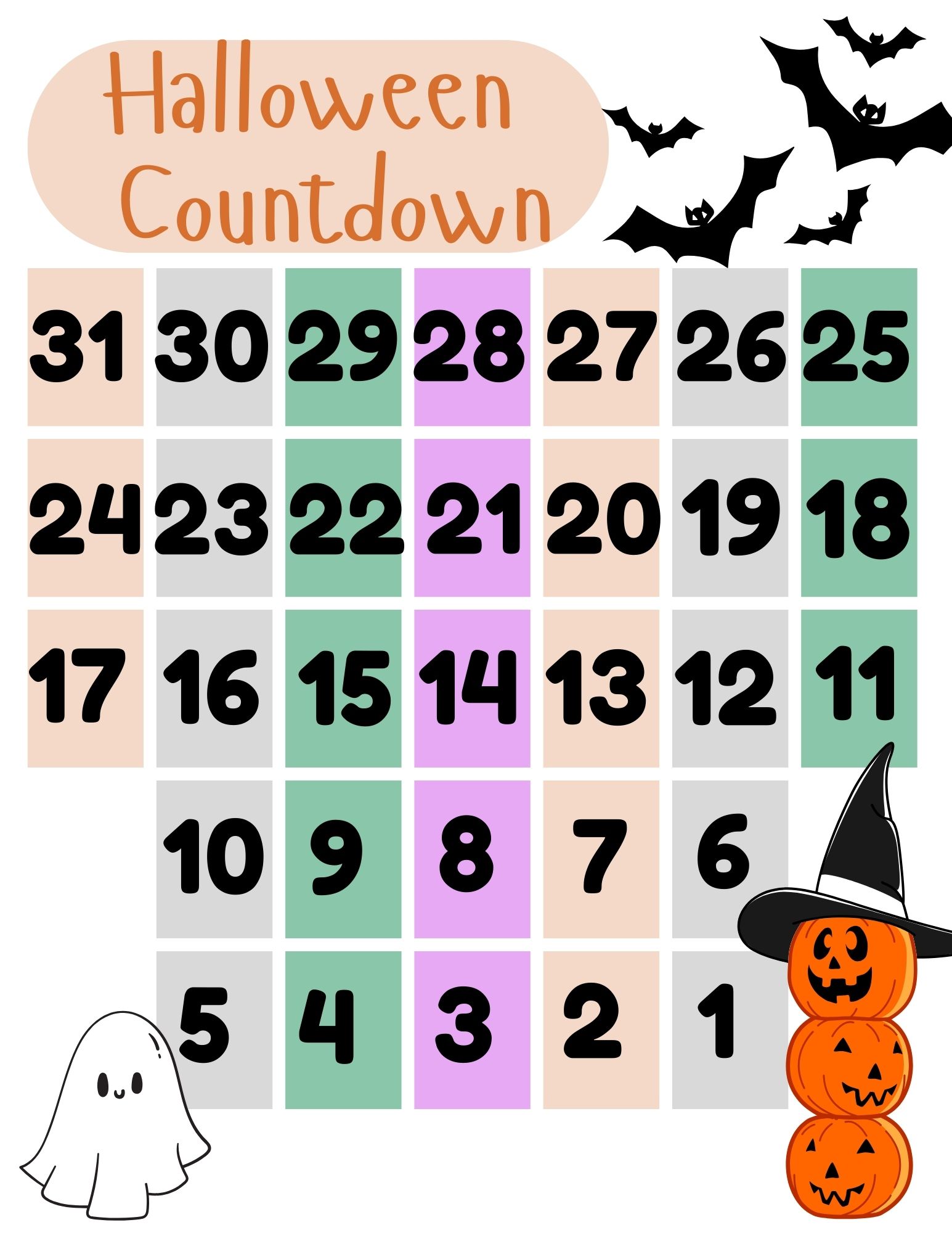 4 Free Printable Halloween Countdown Activities