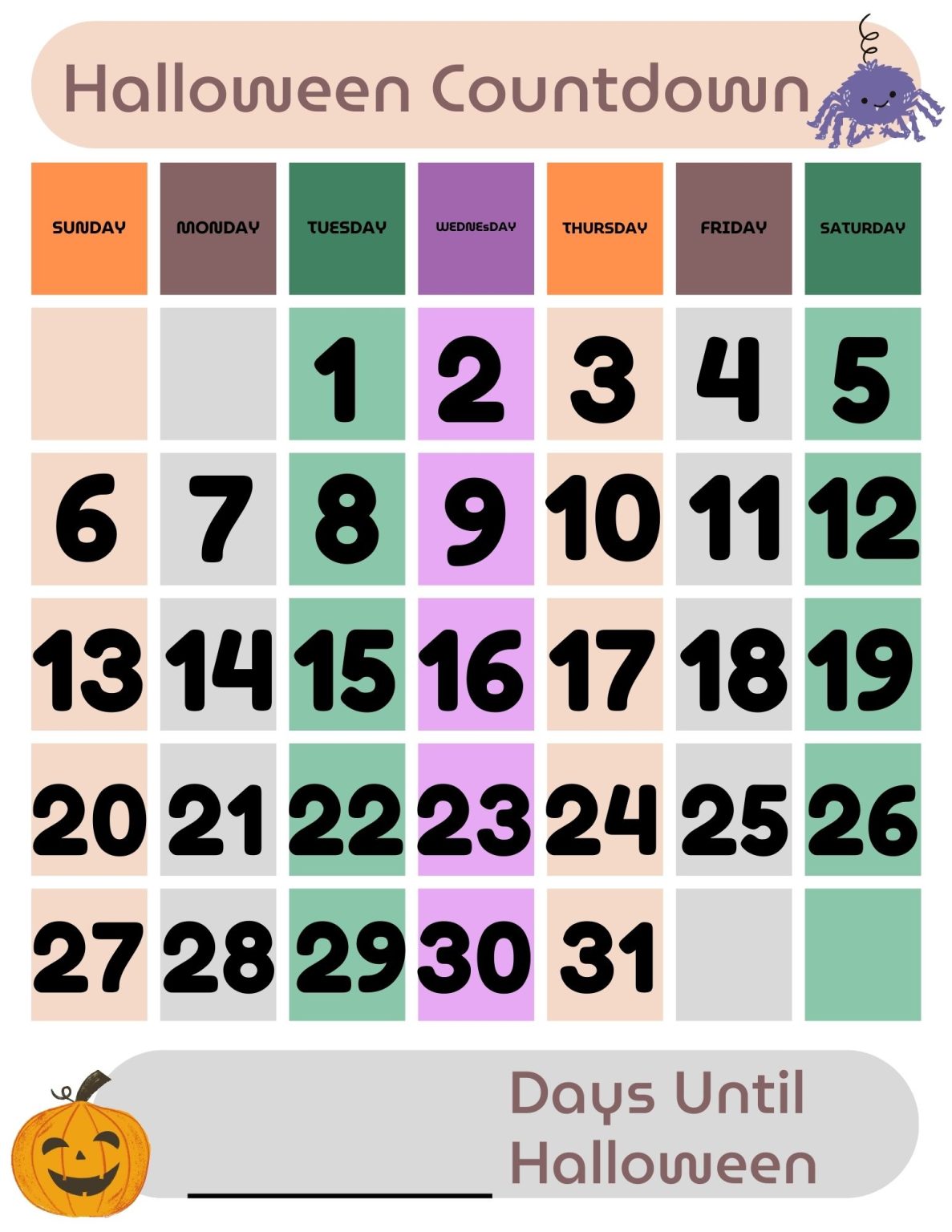 4 Free Printable Halloween Countdown Activities