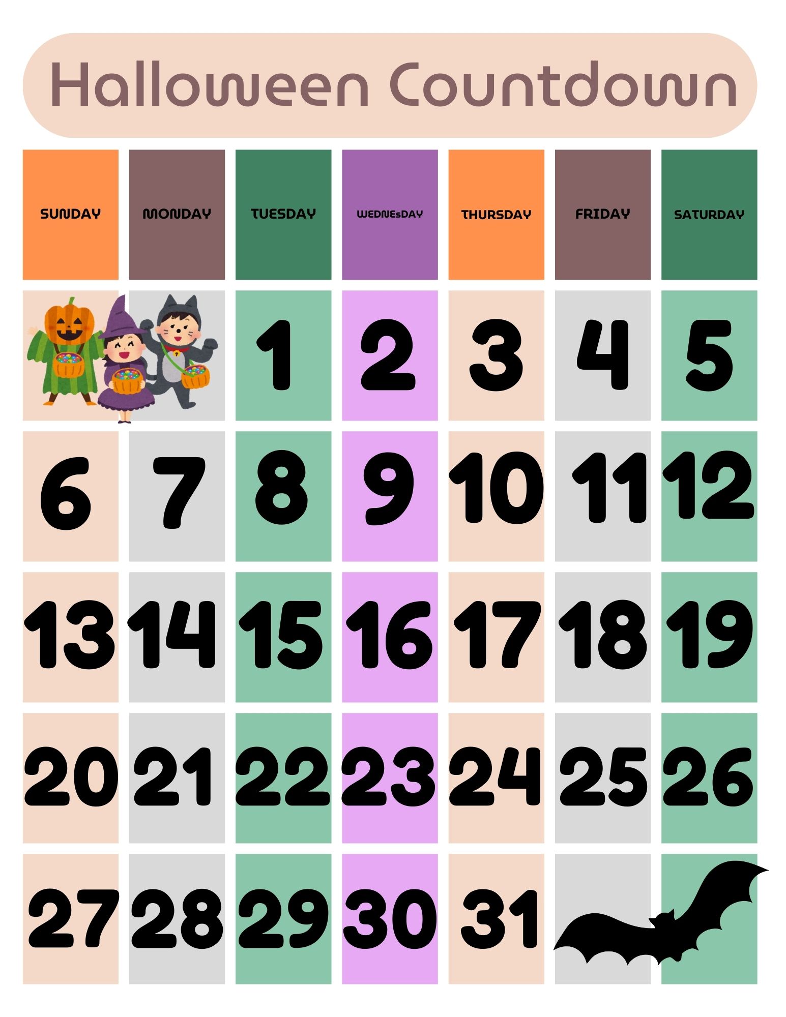 4 Free Printable Halloween Countdown Activities