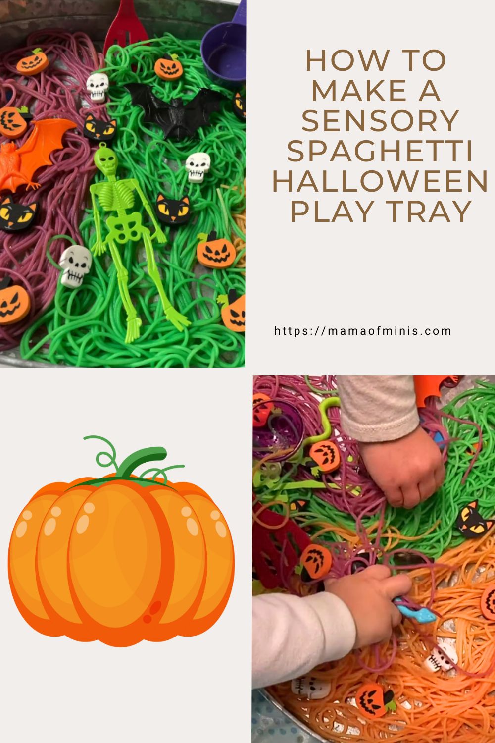 Fun and Slimy Cooked Spaghetti Halloween Sensory Bin