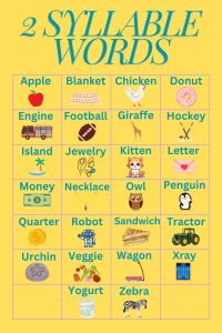 Long and Comprehensive 2 Syllable Words List