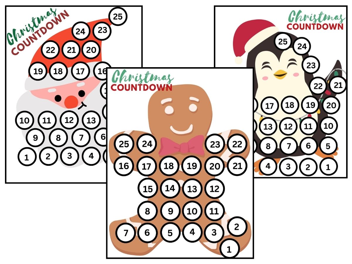 6 Cute and Free Christmas Countdown Printables