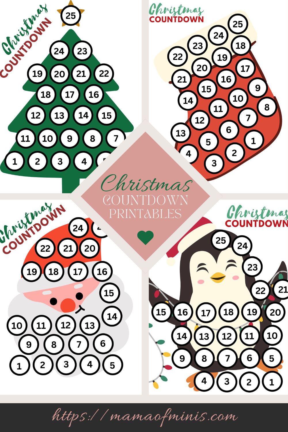 6 Cute and Free Christmas Countdown Printables