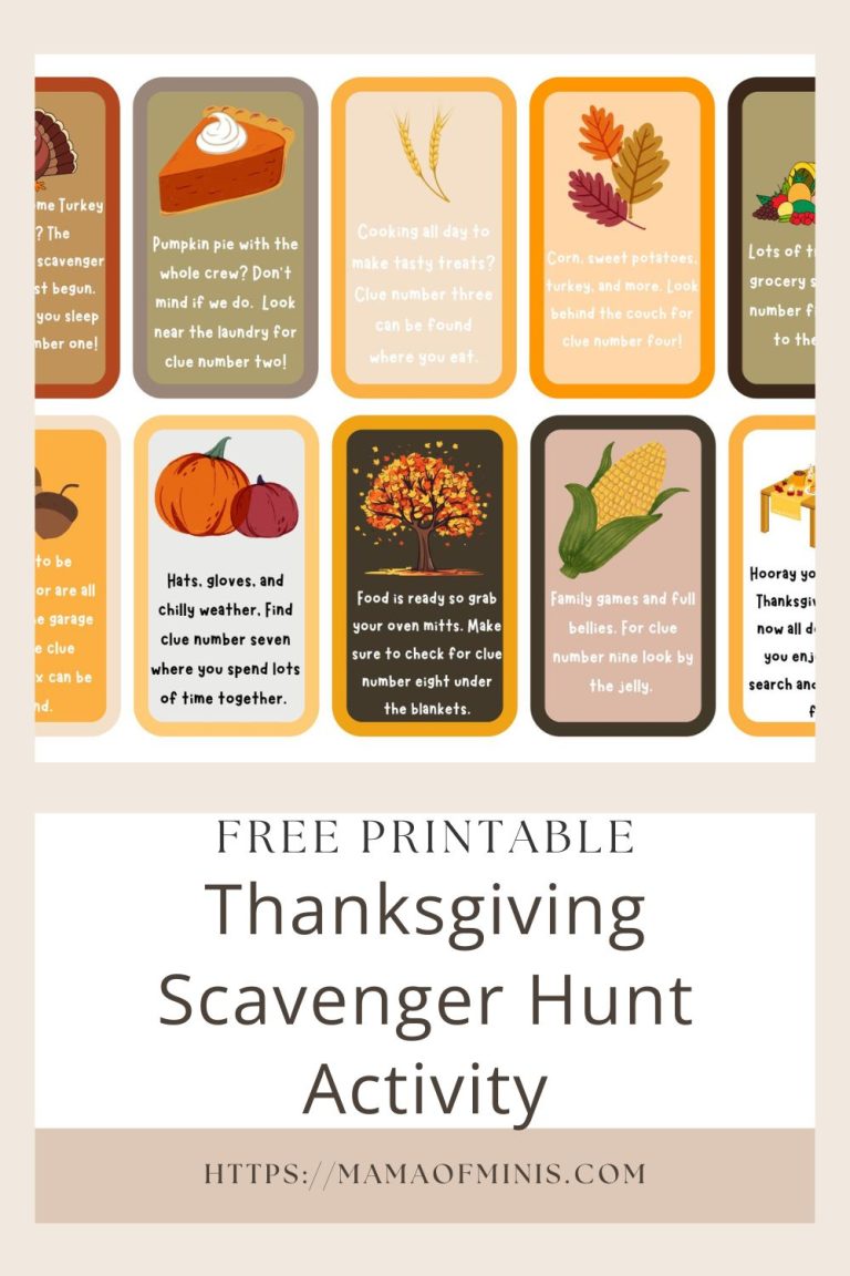 Free Thanksgiving Scavenger Hunt Printable PDF